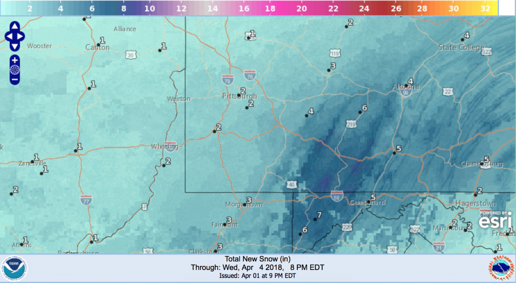 Forecast Roundup for April 2nd snowfall – Pittsburgh Snow Day